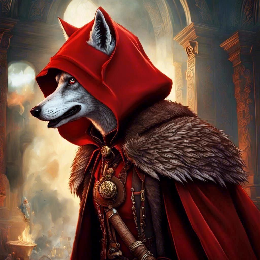 Wolf disguised as Little Red Riding Hood - AI Generated Artwork ...