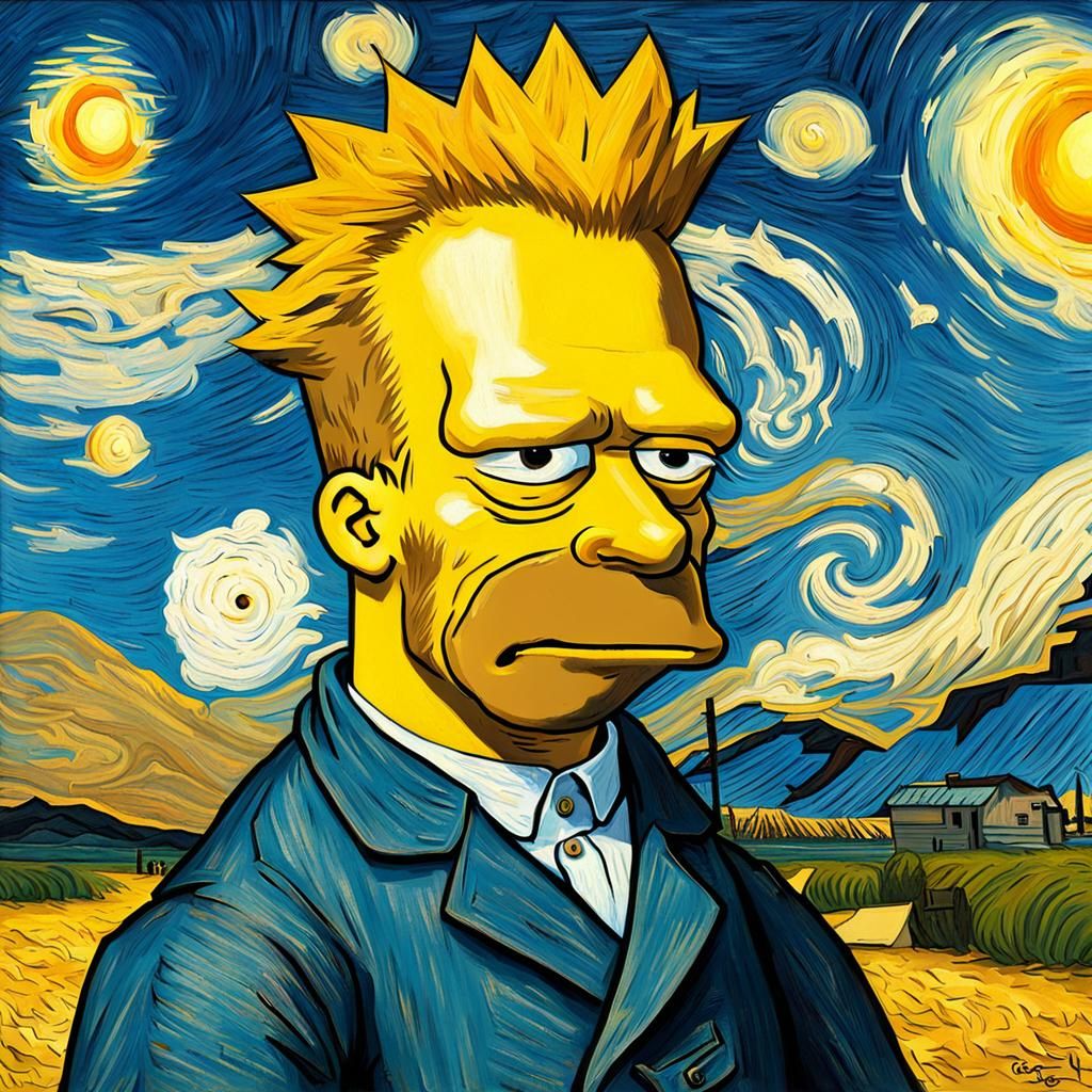 Vincent Van Gogh as Bart Simpson - AI Generated Artwork - NightCafe Creator