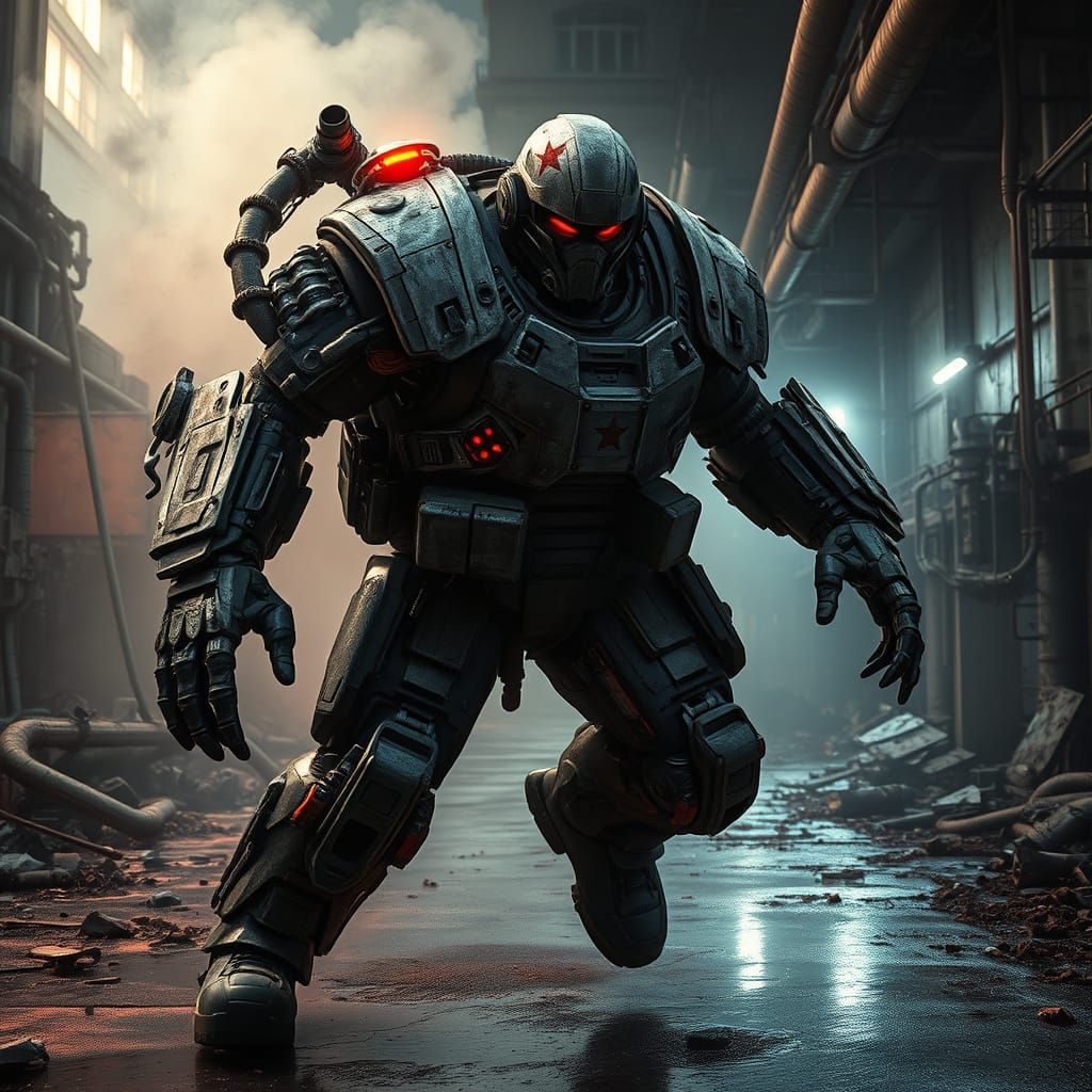 Cyborg Stormtrooper Unleashes Futuristic Fury - AI Art