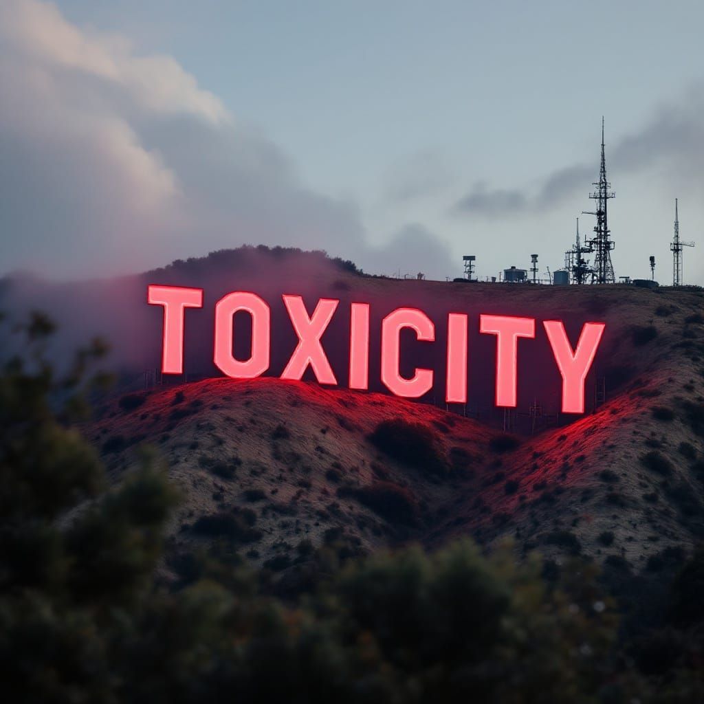 Toxicity - Toxicity Sign in the Style of Hollywood Sign
