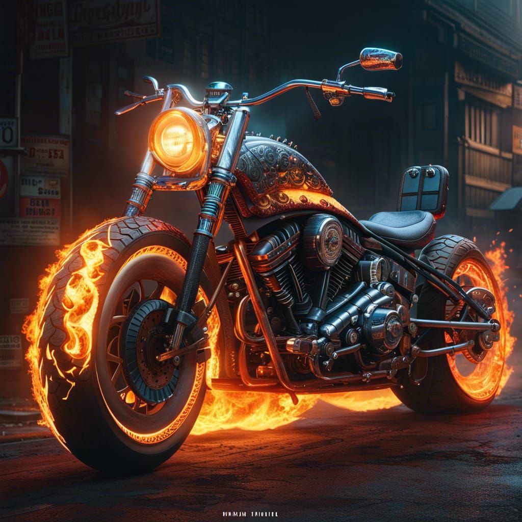 Ghost Rider's Motorcycle - AI Generated Artwork - NightCafe Creator