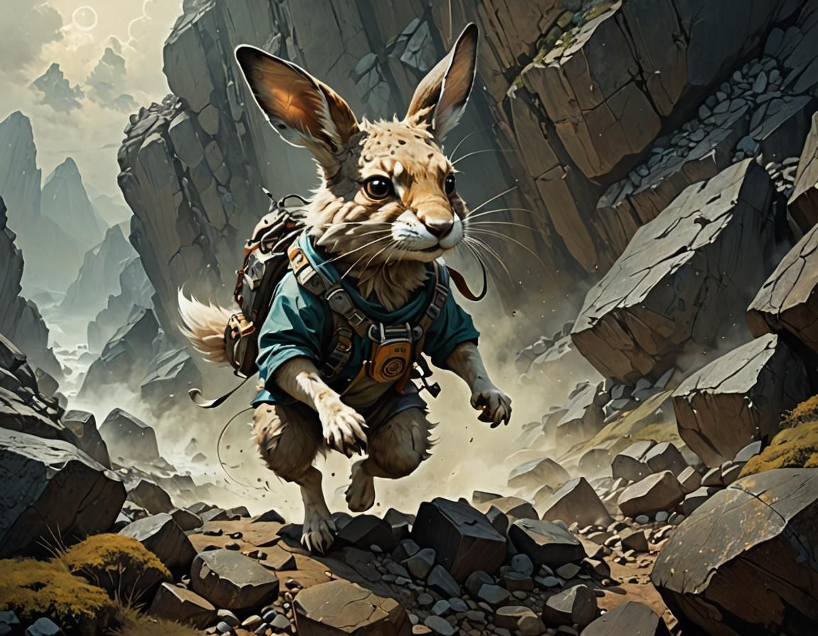 Ragged rascal runs round rugged rocks. radiant, retrofuturism, Ryohei ...