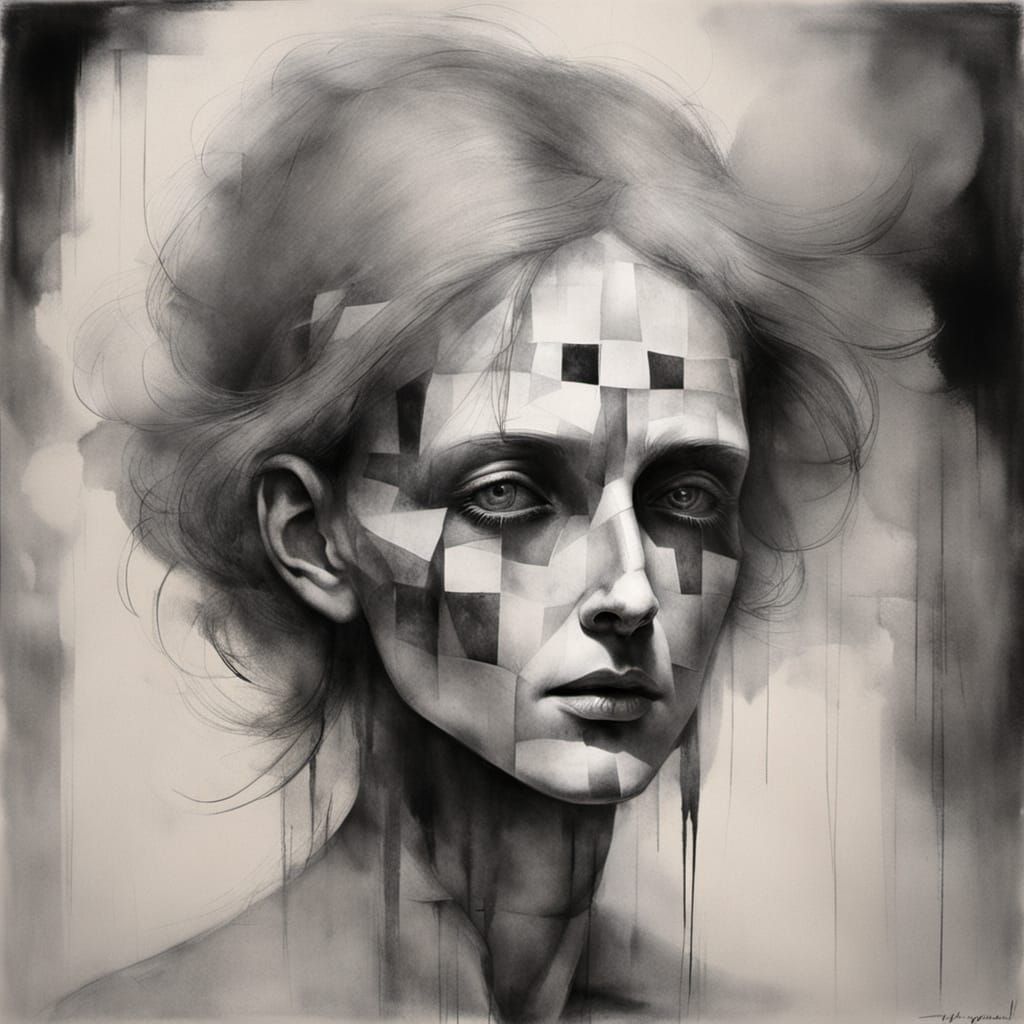 Cubism Figure by Stephen Gammell - Cubist Figure in Fragment...