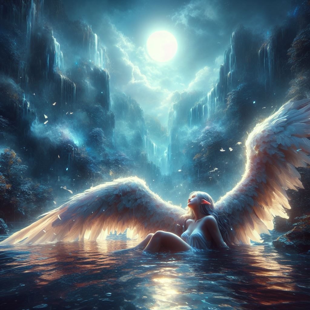 Angel in the moonlight - AI Generated Artwork - NightCafe Creator