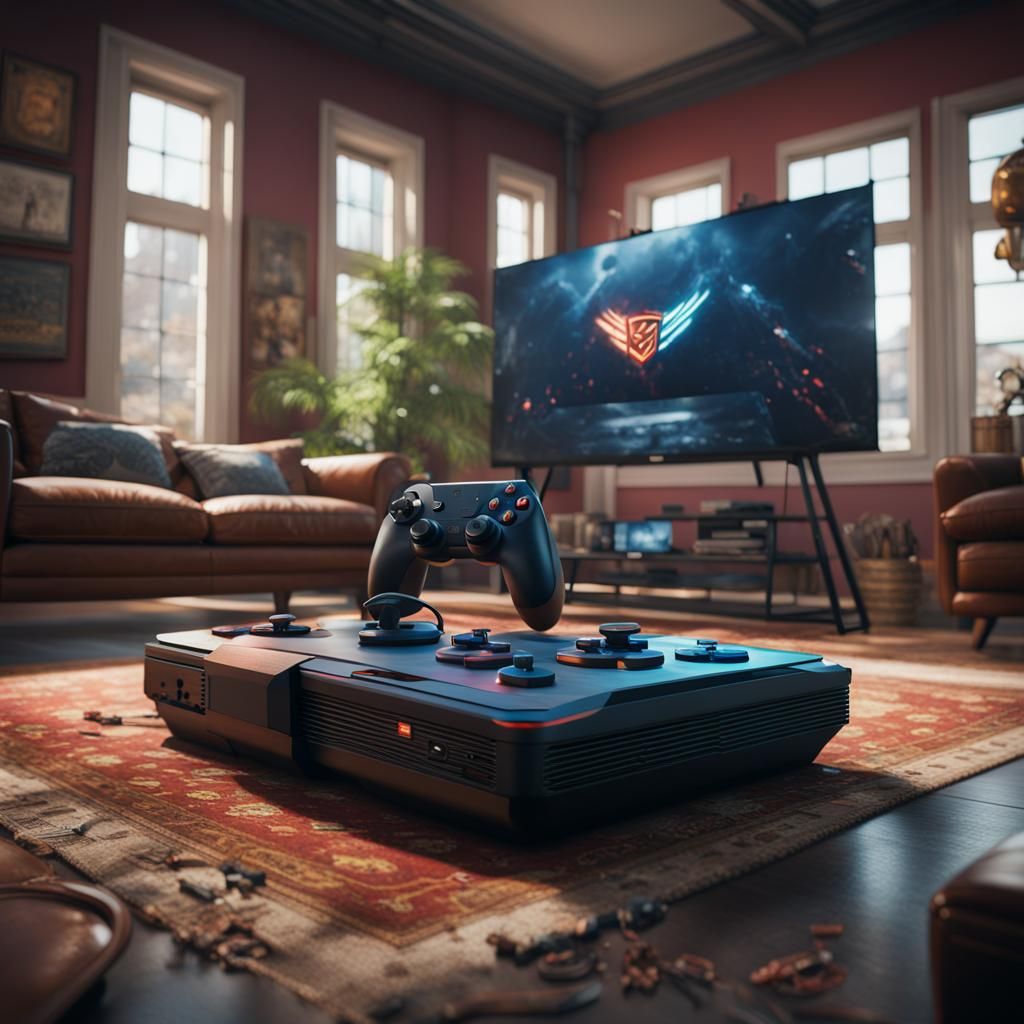 Hyper realistic Video game console in a living room - AI Generated ...
