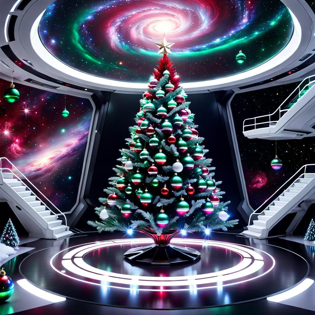 A red and green Christmas tree - AI Generated Artwork - NightCafe Creator