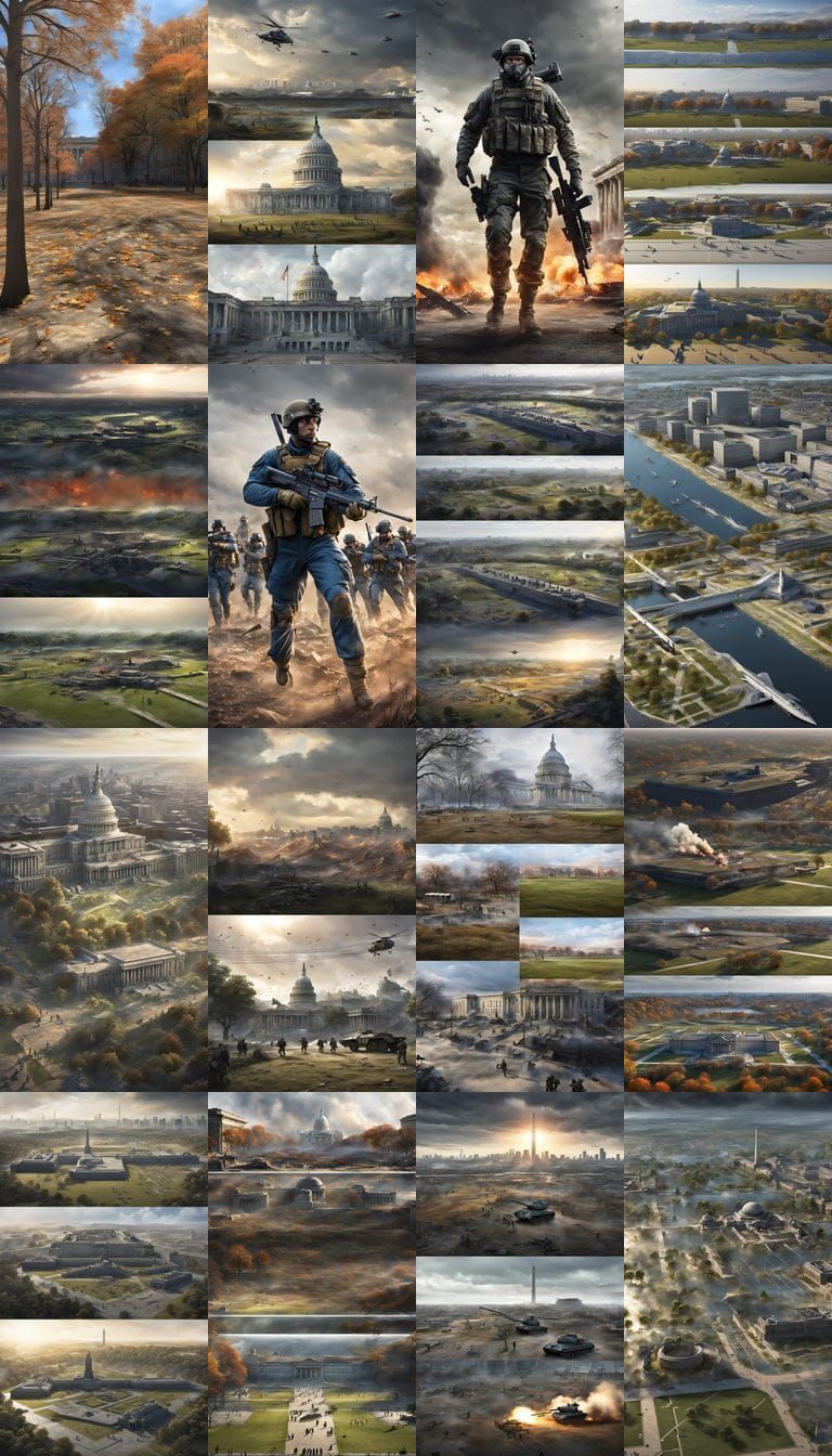 Realistic Battlefield in Washington DC - AI Art