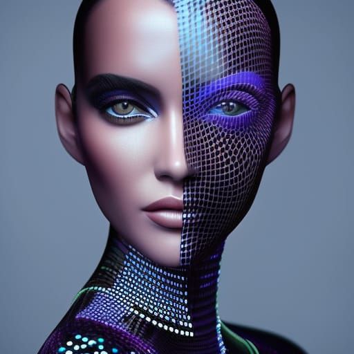 Youg woman made out of Computer Parts