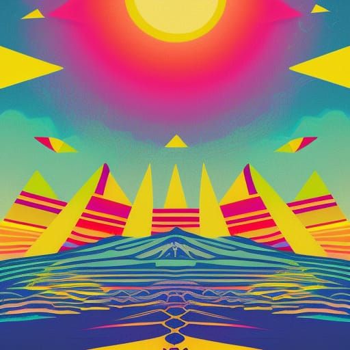 summer beach camping rave poster art psychedelic art geometric ...
