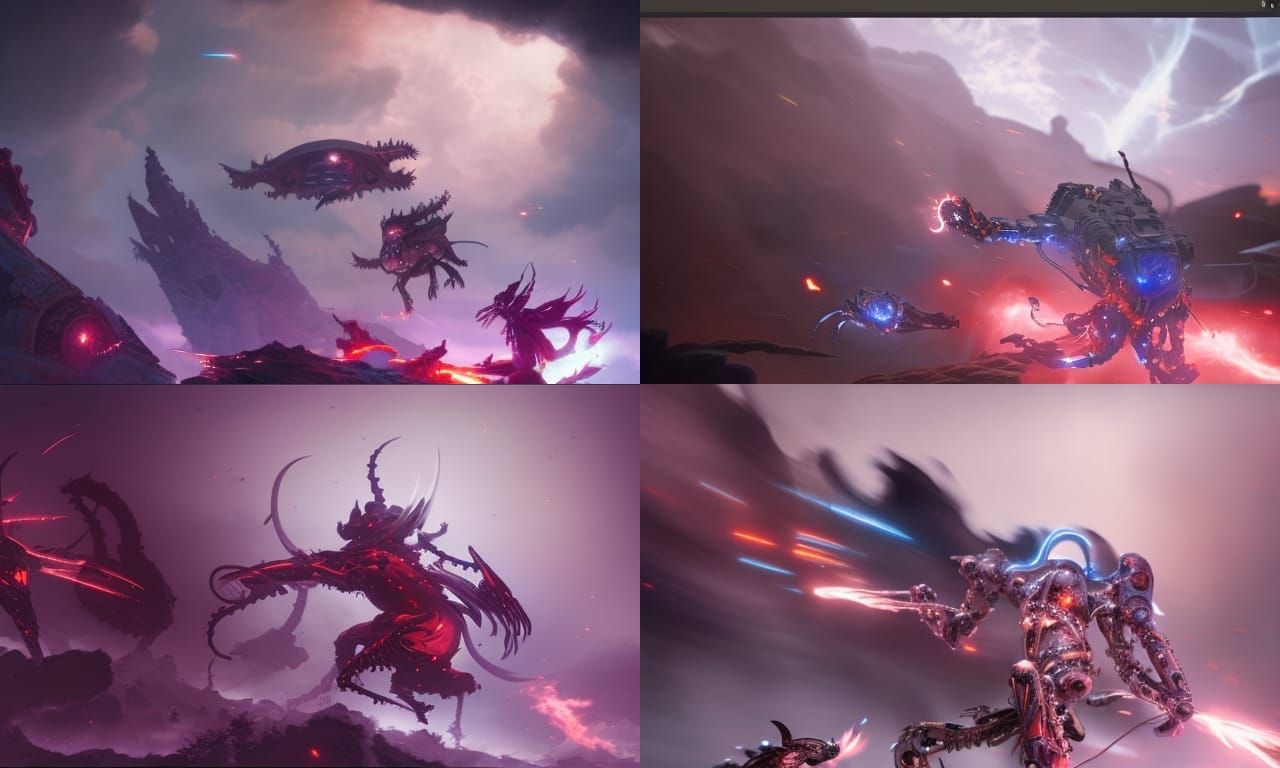 A Highly Detailed Rendering of a cosmic biomechanical battle, rendered ...