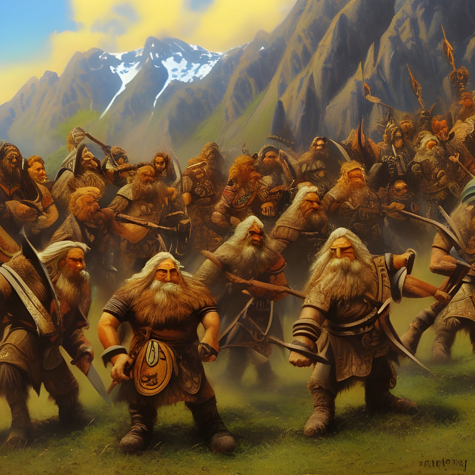 The dwarves stand their ground - AI Generated Artwork - NightCafe Creator