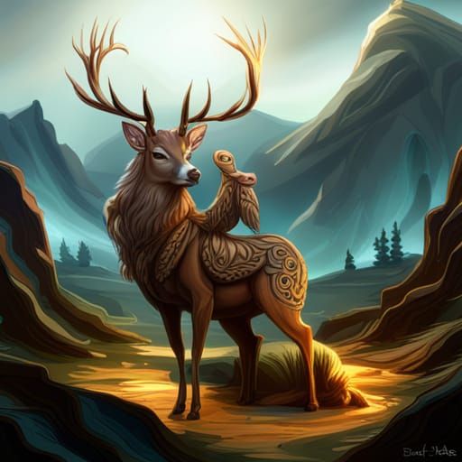 (Topic) deer_lord majestic graceful stag in full ornate of a priest ...