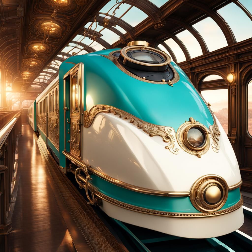 Steampunk Subway Train - AI Generated Artwork - NightCafe Creator