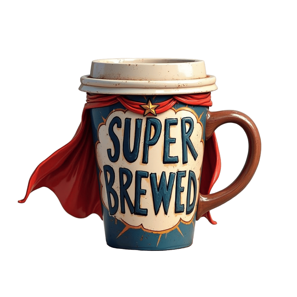 Superhero-Inspired Coffee Cup with Dynamic Cape - AI Art