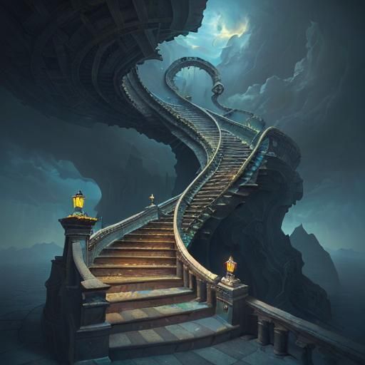 a labyrinthine staircase that goes up to infinity / Someone on the ...