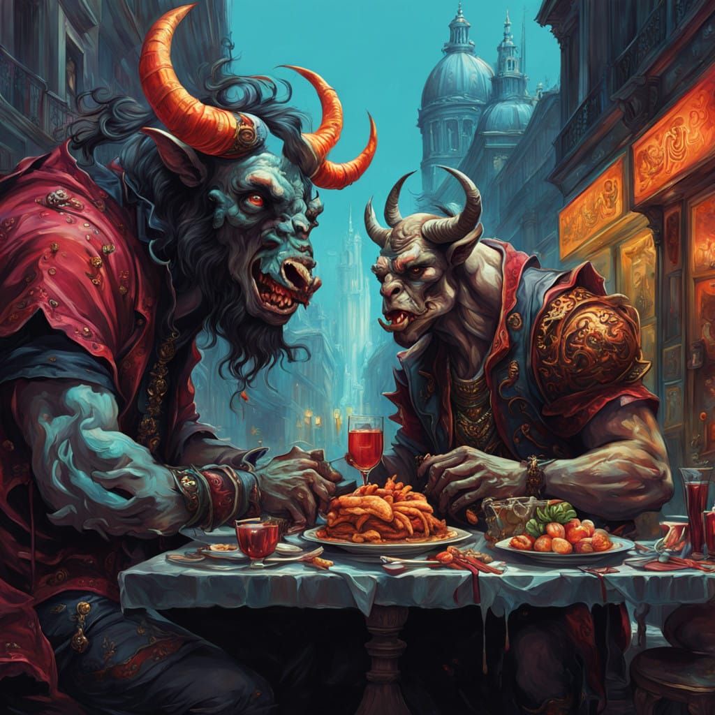 Fictional creatures - Vampire Minotaur in Baroque Feast