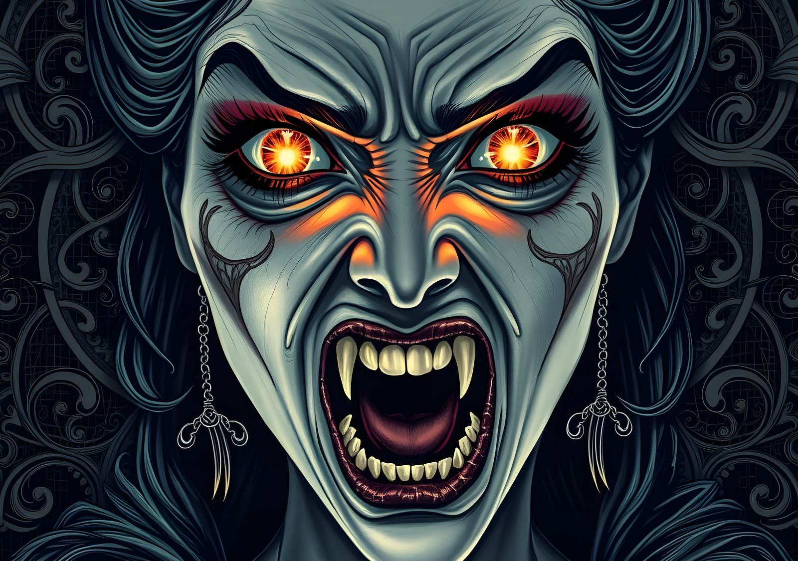 A portrait of Berenice snarling and showing her teeth) by Edgar Allan Poe