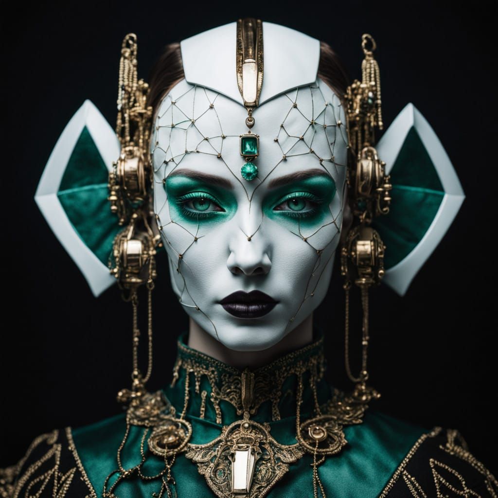 Gothic Cyborg Portrait in Retro-Futuristic Style - AI Art