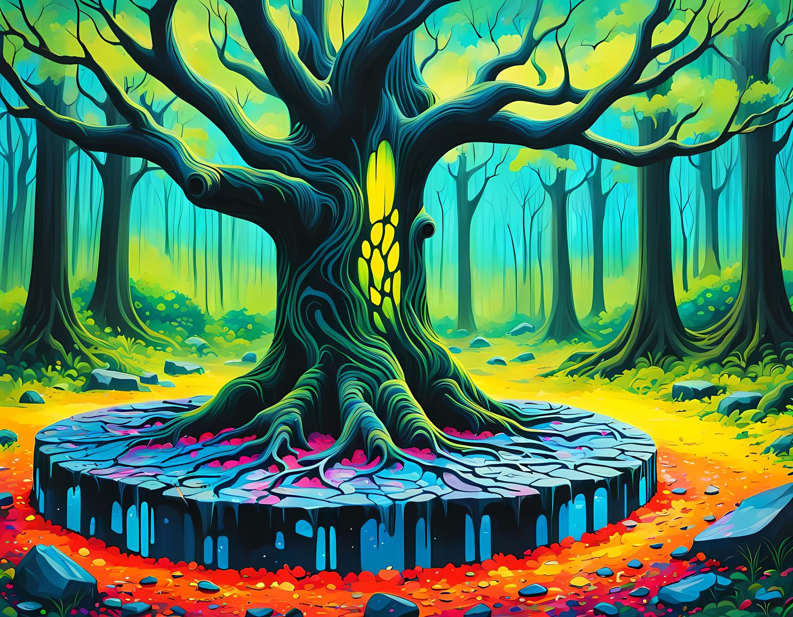 A big hooro forest, this forest there a magical tree, there are many ...