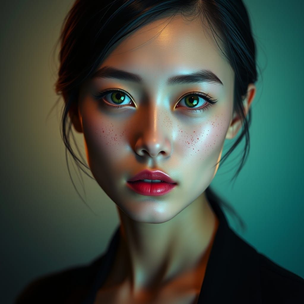 Ethereal Portrait of a Half-Japanese, Half-Caucasi... - AI Art