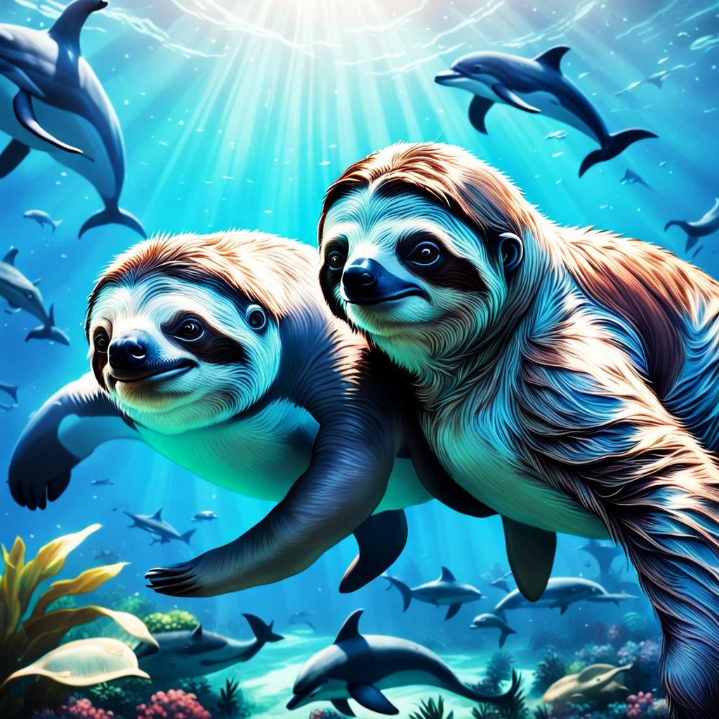 Mashup of an epic sloth with a dolphin - AI Generated Artwork ...