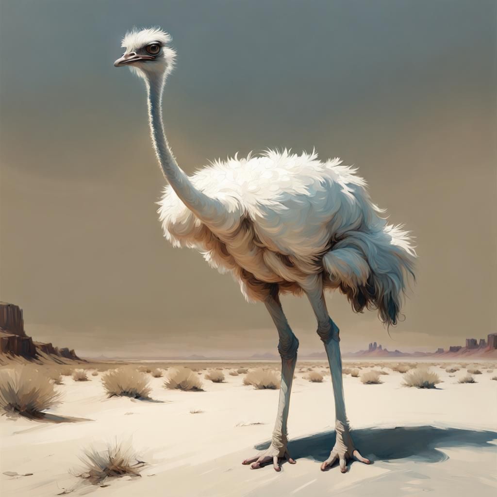 Ostrich in a desert - AI Generated Artwork - NightCafe Creator