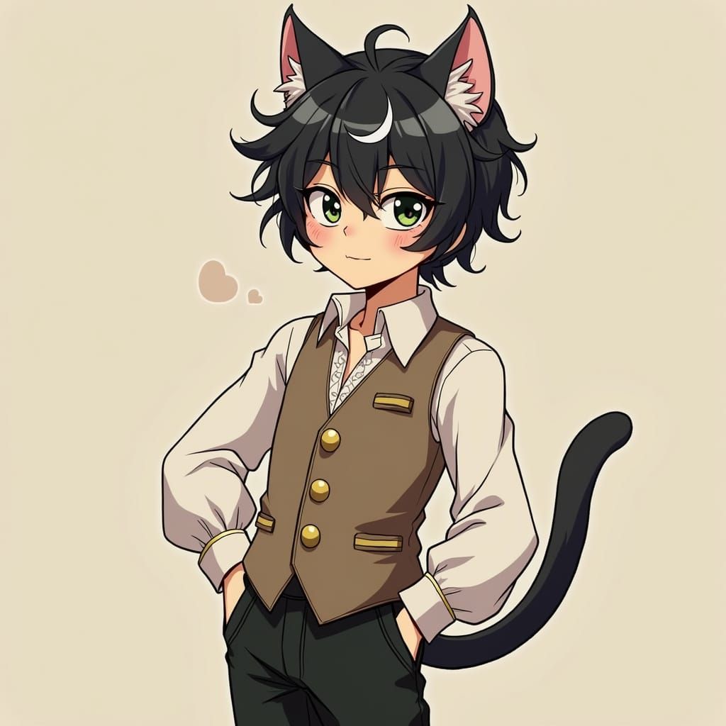 Whimsical Catboy with Mischief Sparkling in His Ey... - AI Art
