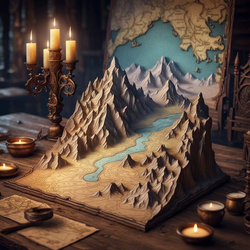 vintage cartography calligraphy ink sketch Medieval (magic fantasy map ...