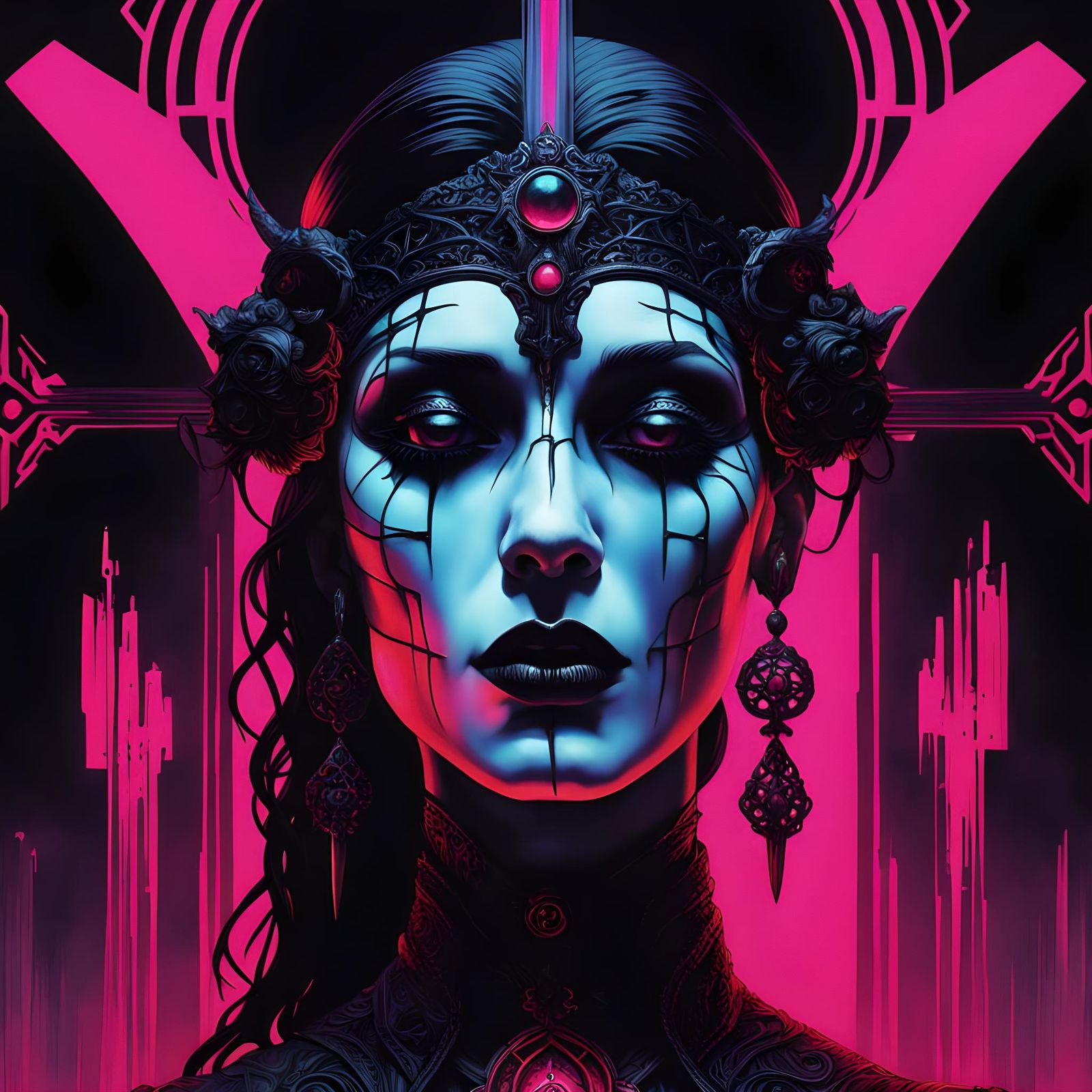 Black Metal synthwave neon retro horror Gustave Doré hatred Greg ...