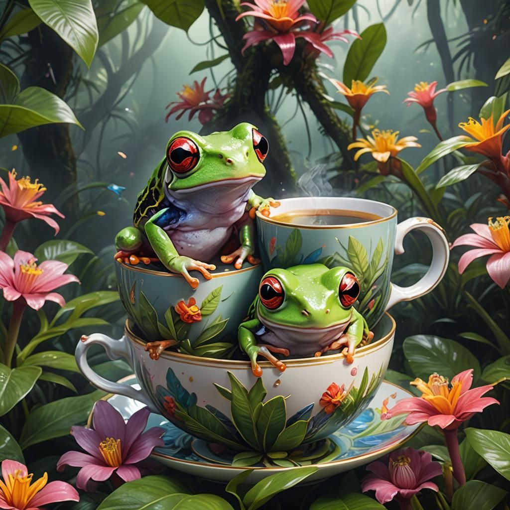 The Coffee Frogs. - AI Generated Artwork - NightCafe Creator