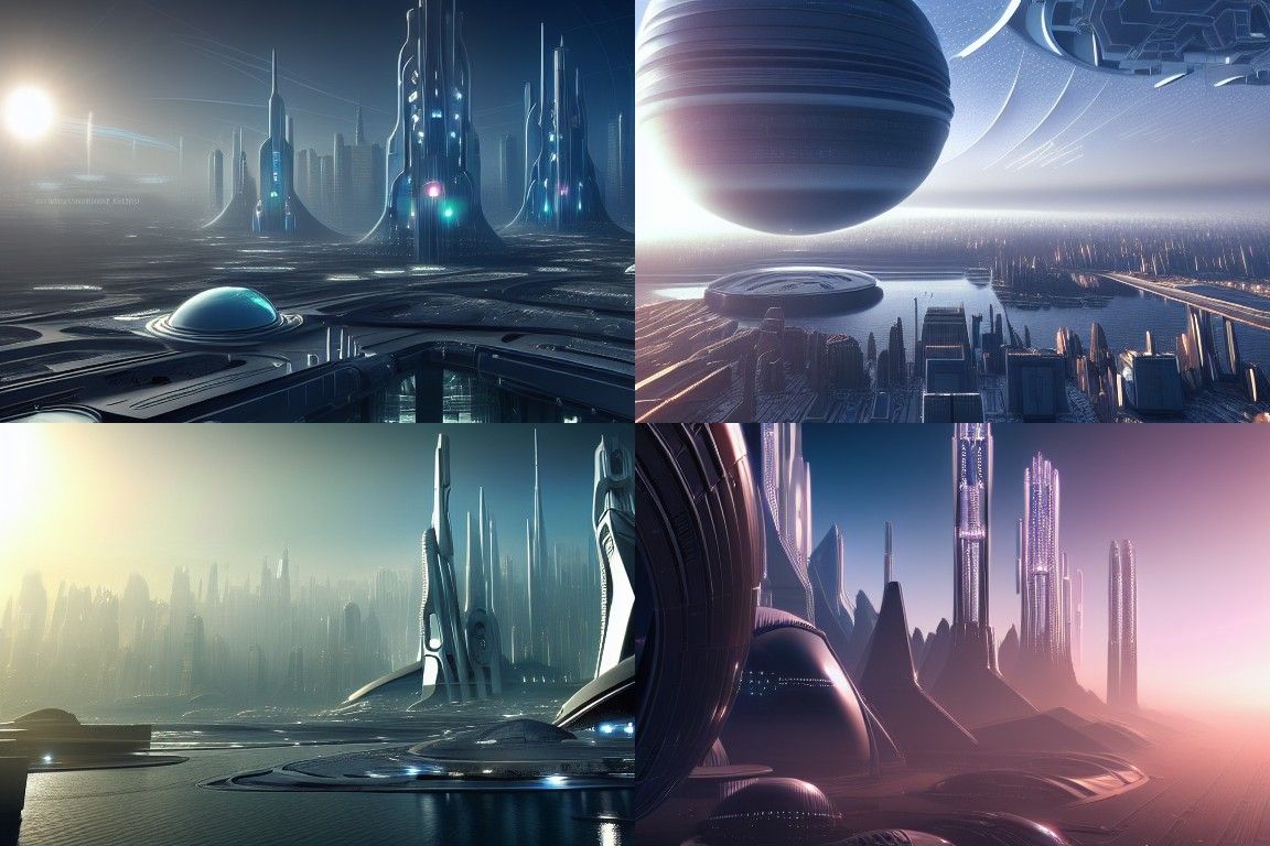 High HD Quality Beautiful Futuristic Complex Metropolis built on an ...