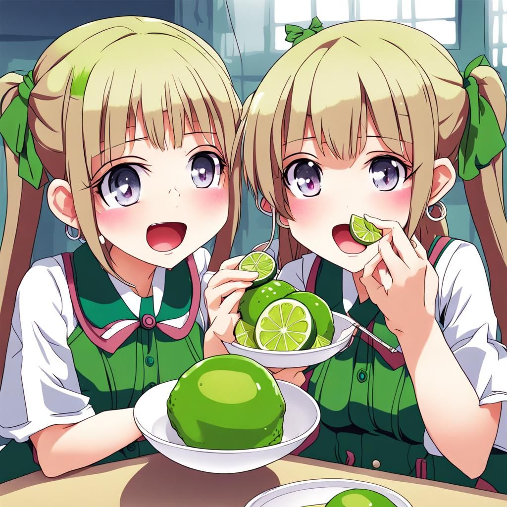 girls eating limes - AI Generated Artwork - NightCafe Creator
