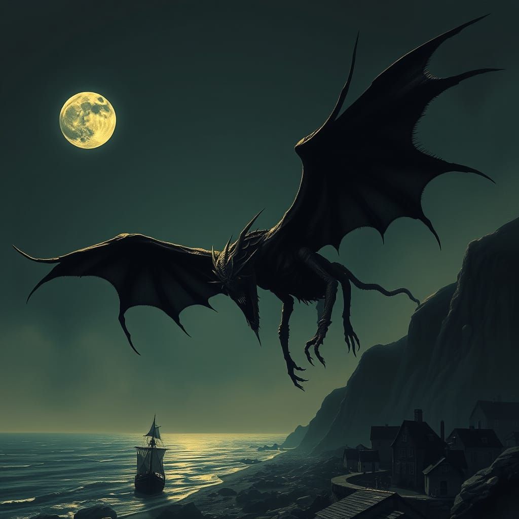 Flying winged horror by the sea - Flying winged horror by th...