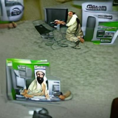 Osama Bin Laden playing with on a gaming pc realistic - AI Generated ...