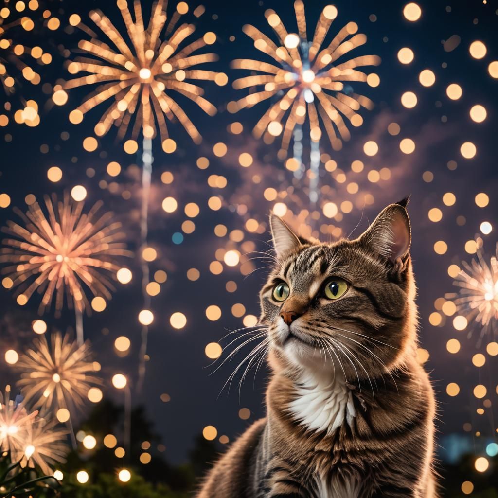 Some kitties aren’t afraid of fireworks - AI Generated Artwork ...