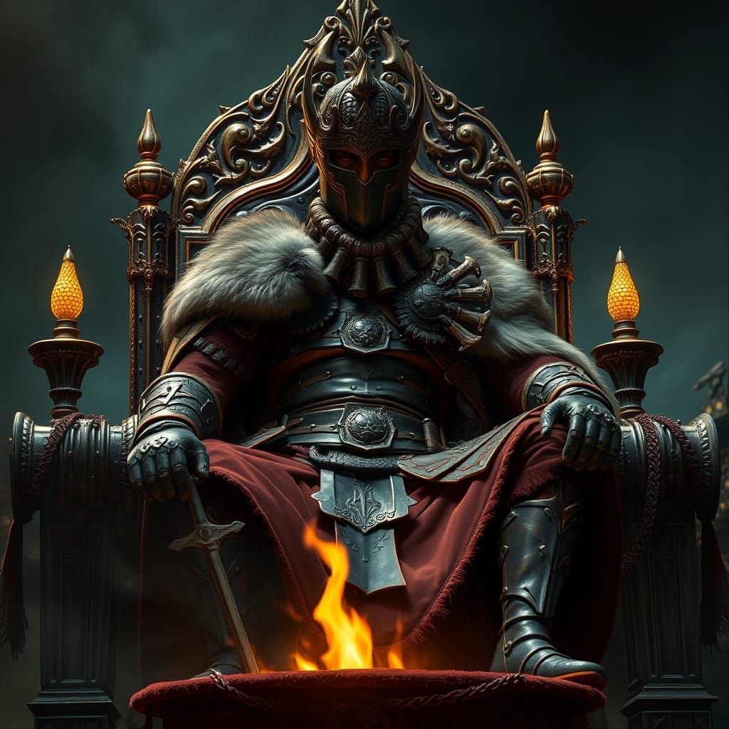 Barbarian warrior king, seated on his throne 4