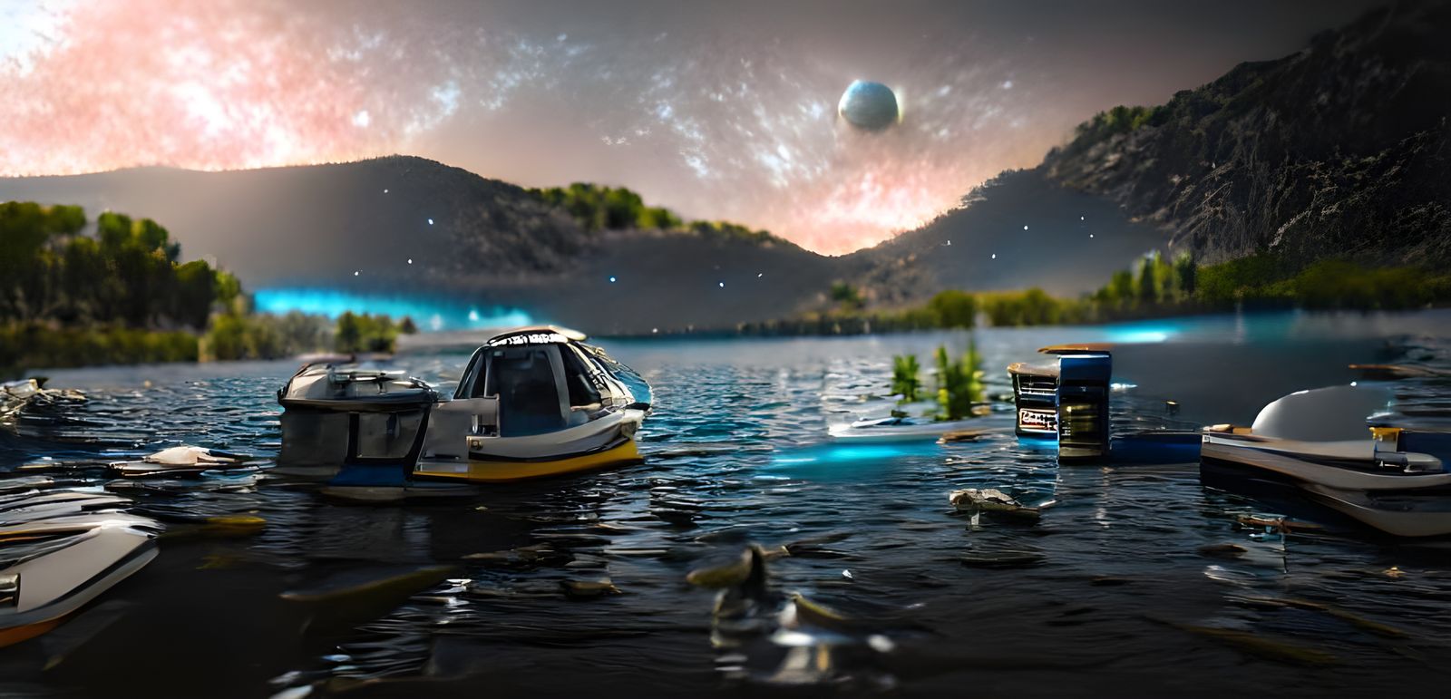 Space Scene Over A Lake - AI Generated Artwork - NightCafe Creator