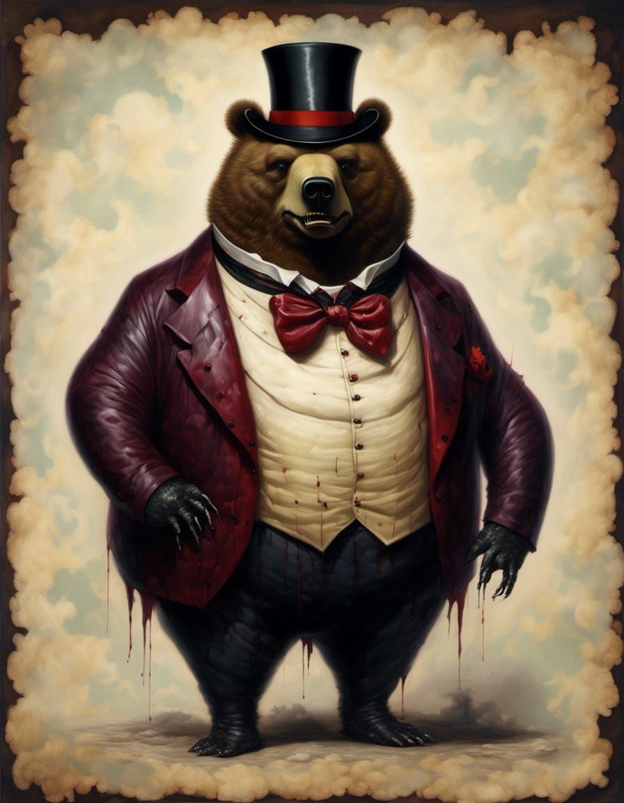 Portrait: "Dapper Obese Black Cherry Bear Vampire" - AI Generated ...