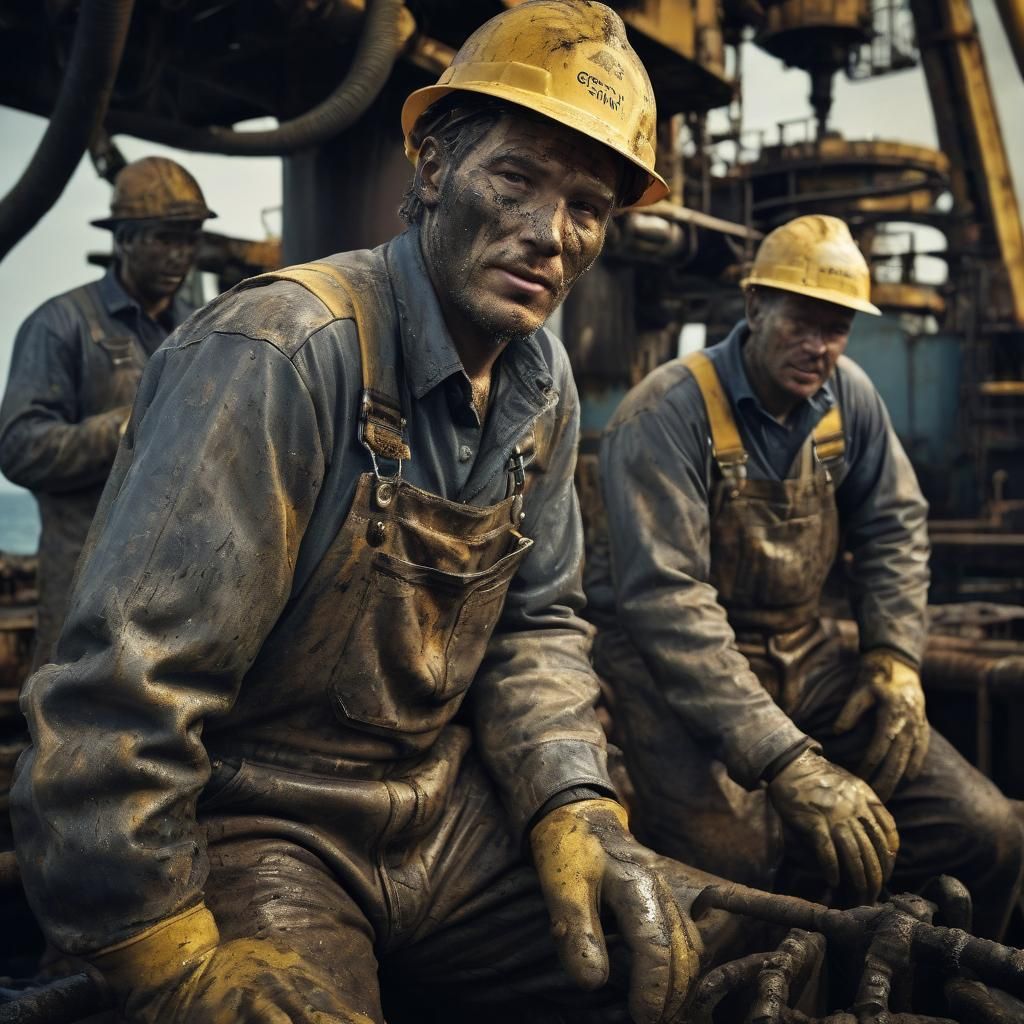Oil Rig Workers - Gritty Oil Rig Workers in Harsh Industria...