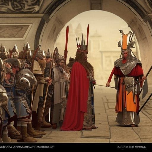 Attila the Hun talking to Pope Leo the Great in Rome - AI Generated ...