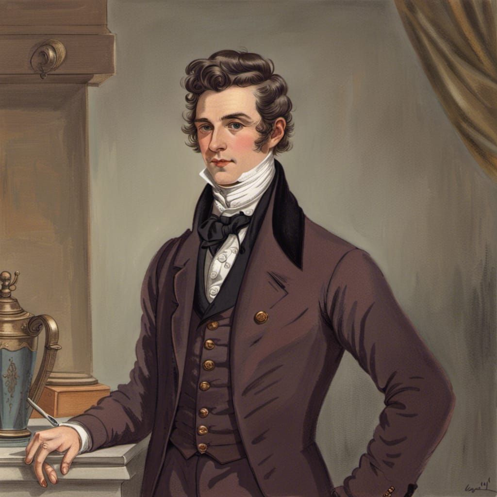 Male dress in regency attire with short hair and sideburns - AI ...