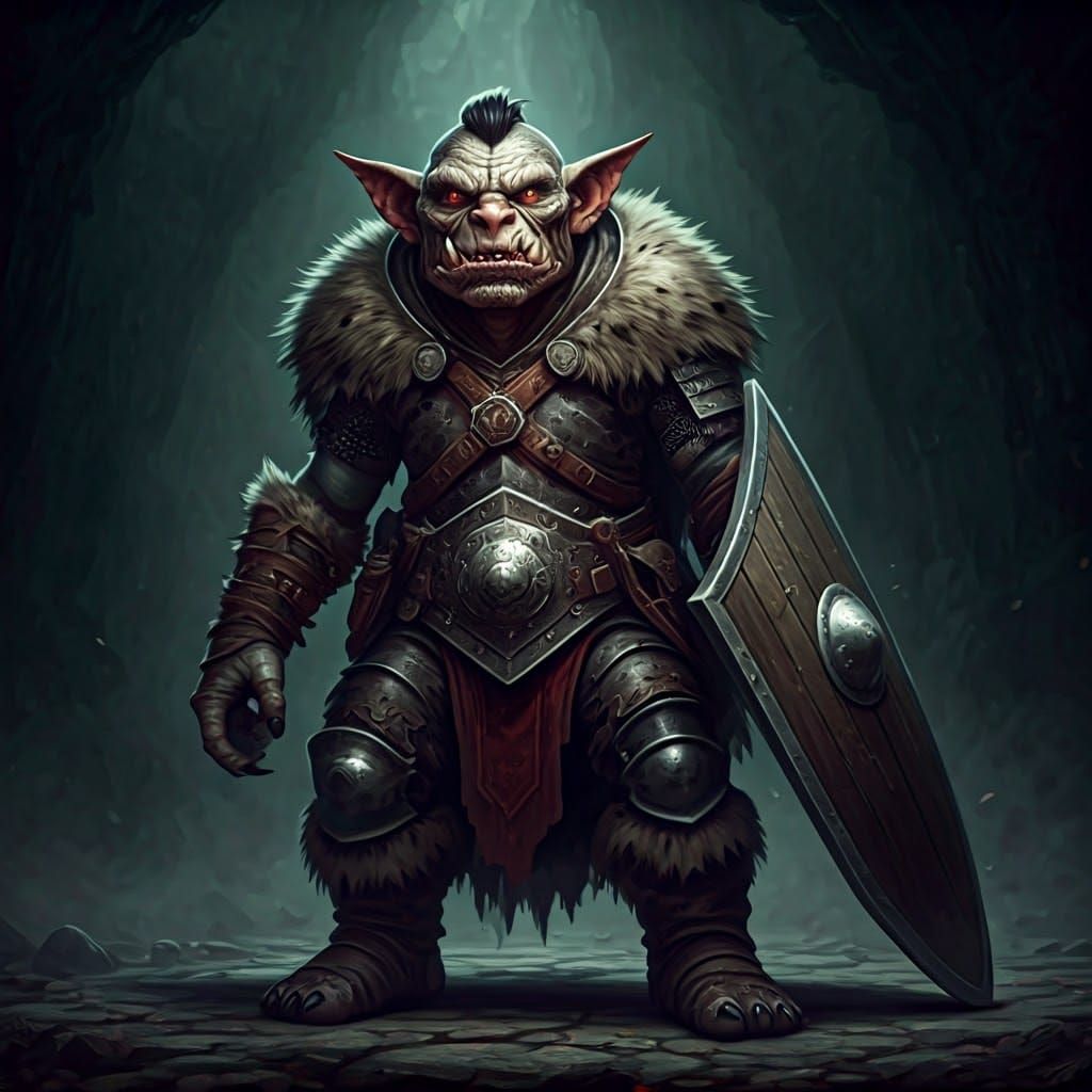 Medieval Bugbear Lieutenant in Dark Fantasy Armor - AI Art
