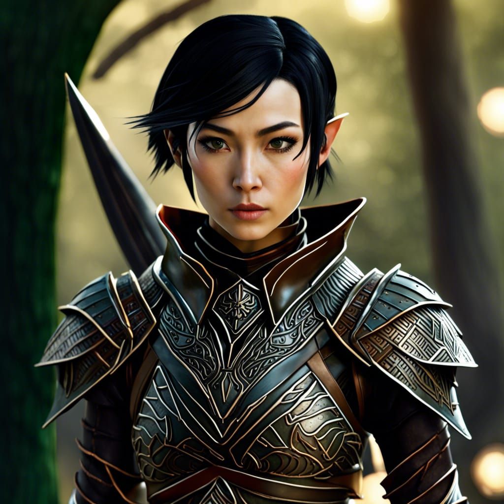 dark-haired elf in armor iii - AI Generated Artwork - NightCafe Creator