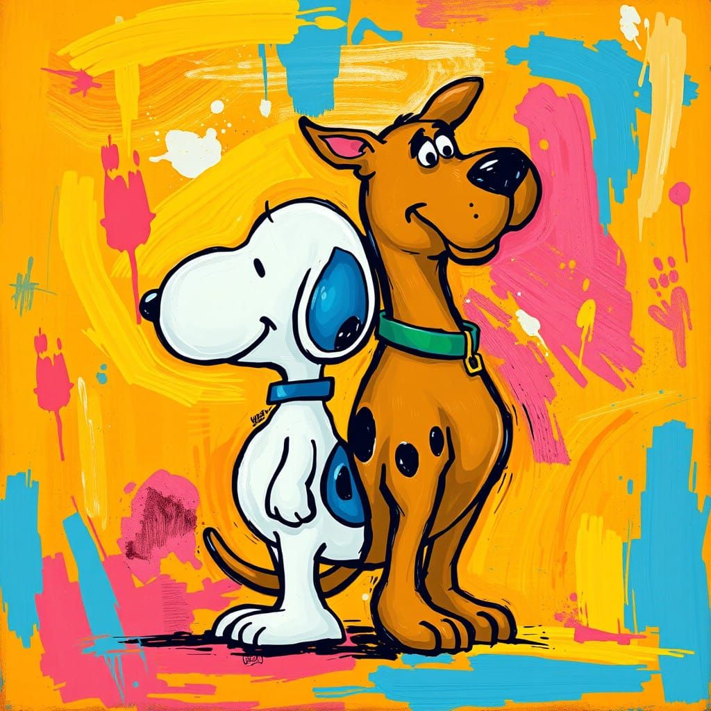 Snoopy and scooby doo - Snoopy and Scooby Doo in Vibrant Abs...