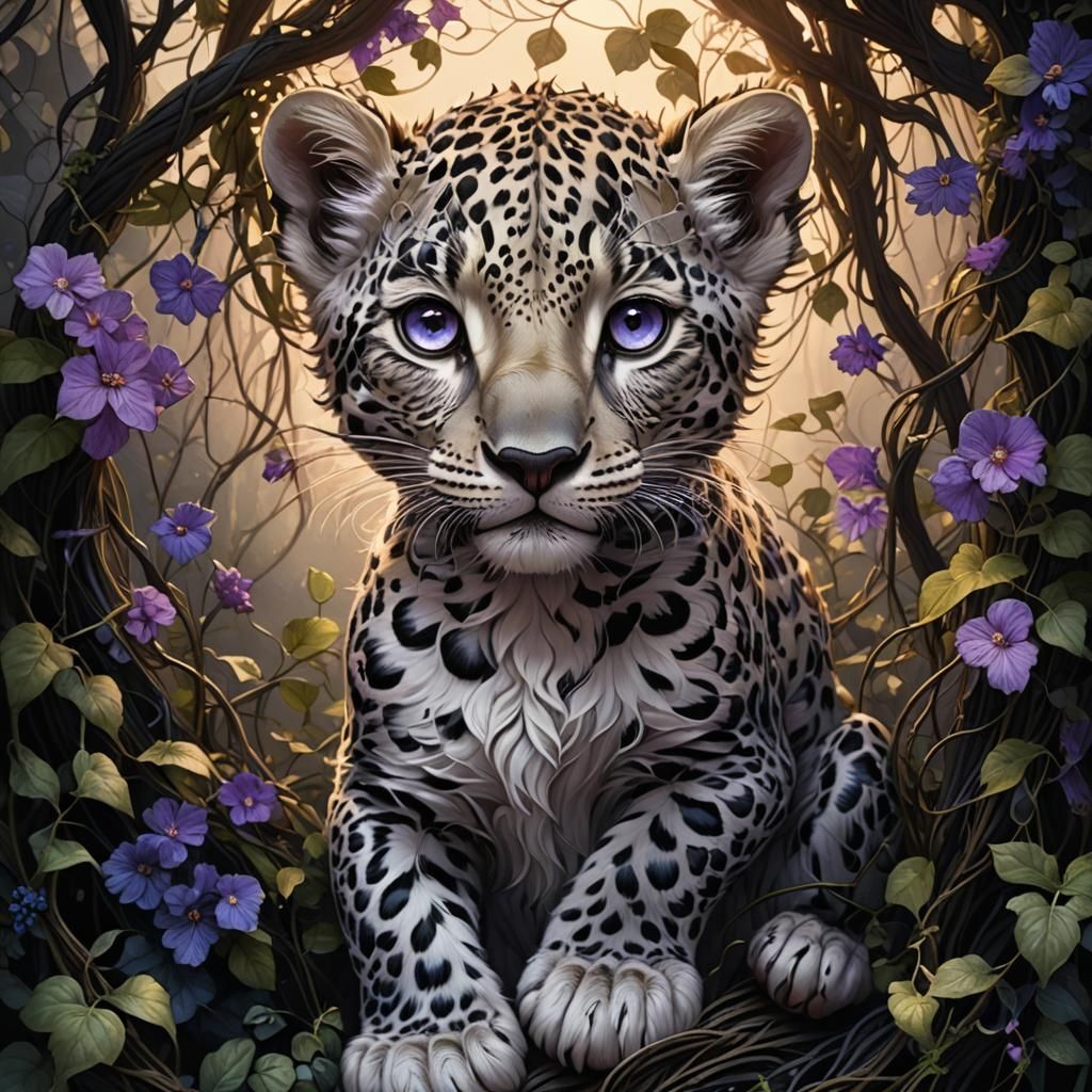 Libby - Mystical Anthropomorphic Leopard Cub in Ethereal Vin...