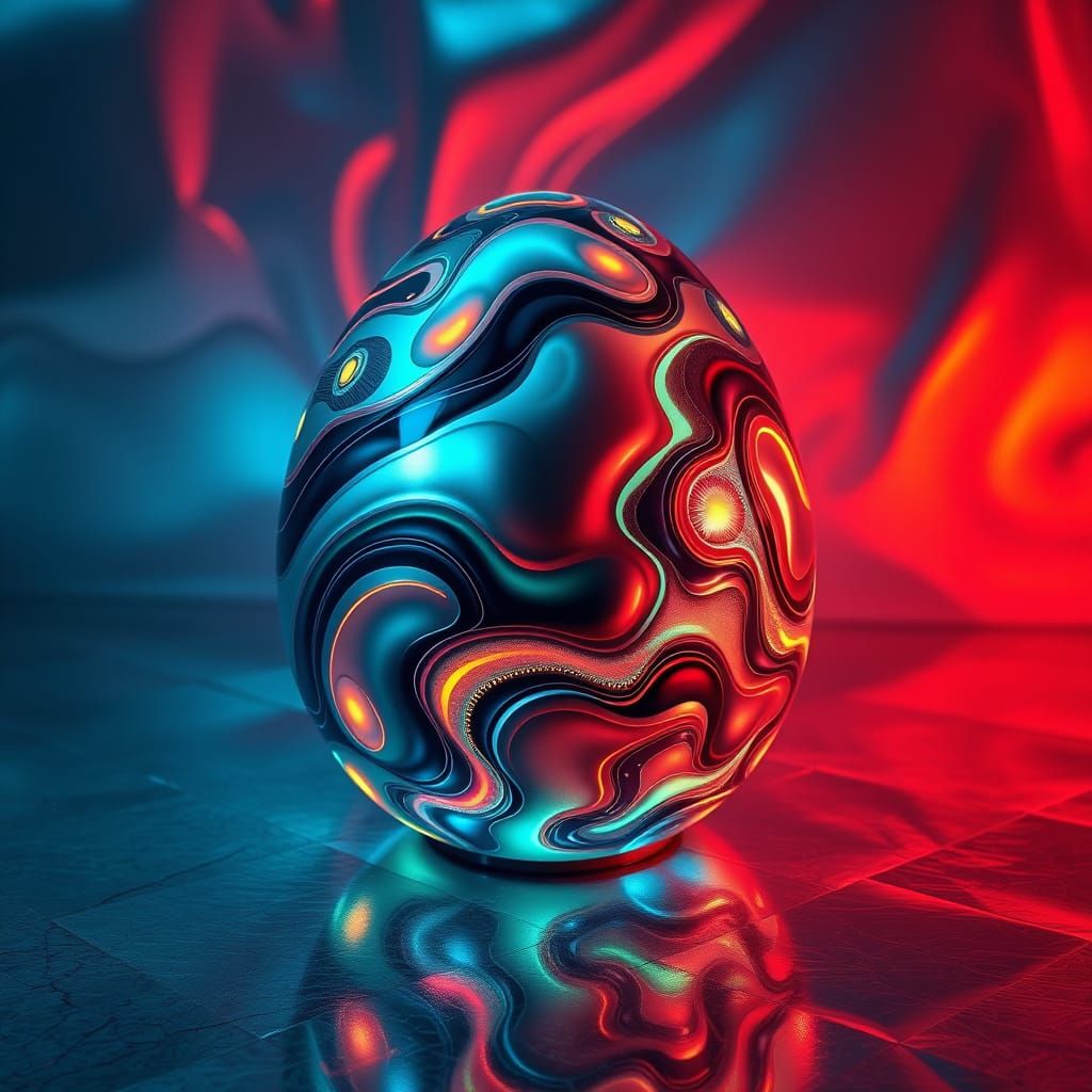 Futuristic Egg Design in Neon Cyberpunk Style - AI Art