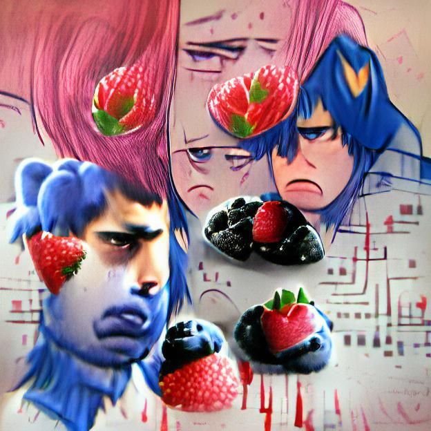 Strawberry Angst and Blueberry Fury - AI Generated Artwork - NightCafe Creator