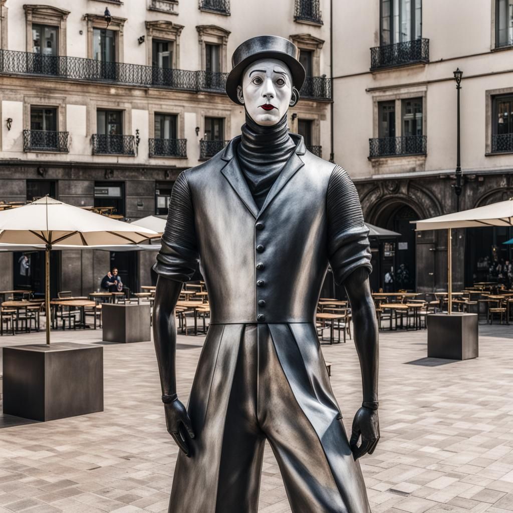Metal Mime Statue - AI Generated Artwork - NightCafe Creator