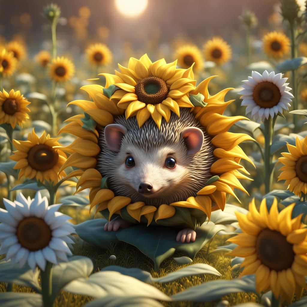 A super cute sunflower hedgehog - AI Generated Artwork - NightCafe Creator