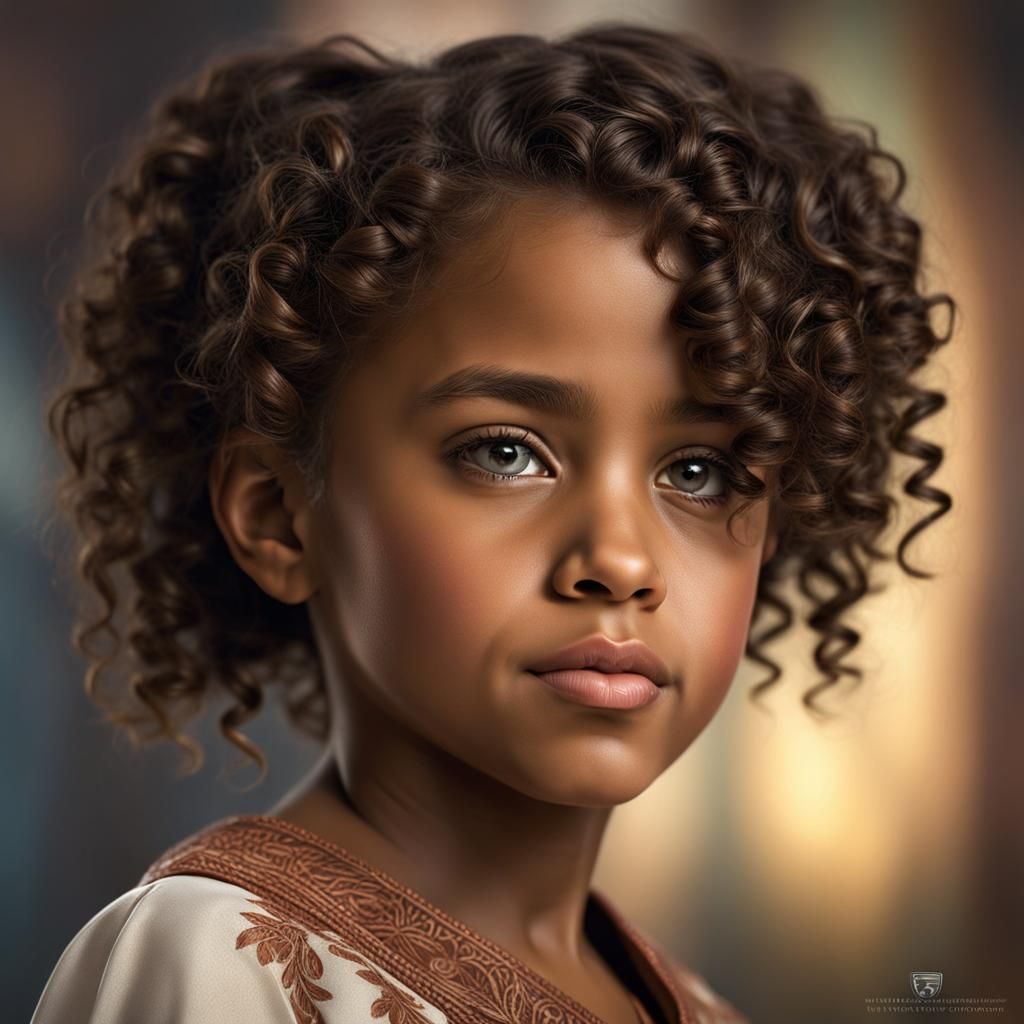 Elementary school student girl mixed race half African American half ...